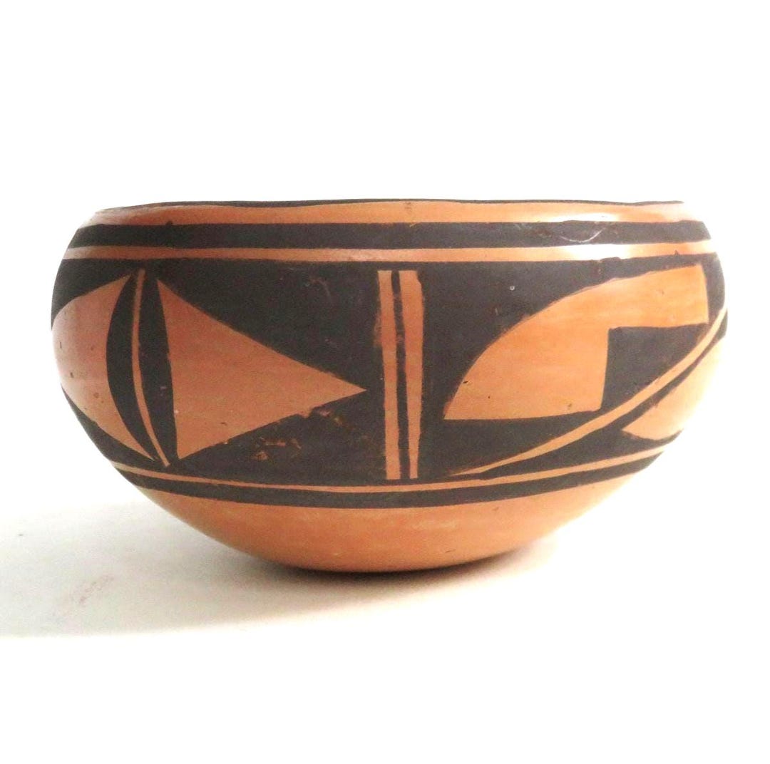 HOPI POLYCHROME Bowl,vintage Hand Painted Multi-panel Pottery,geometric ...