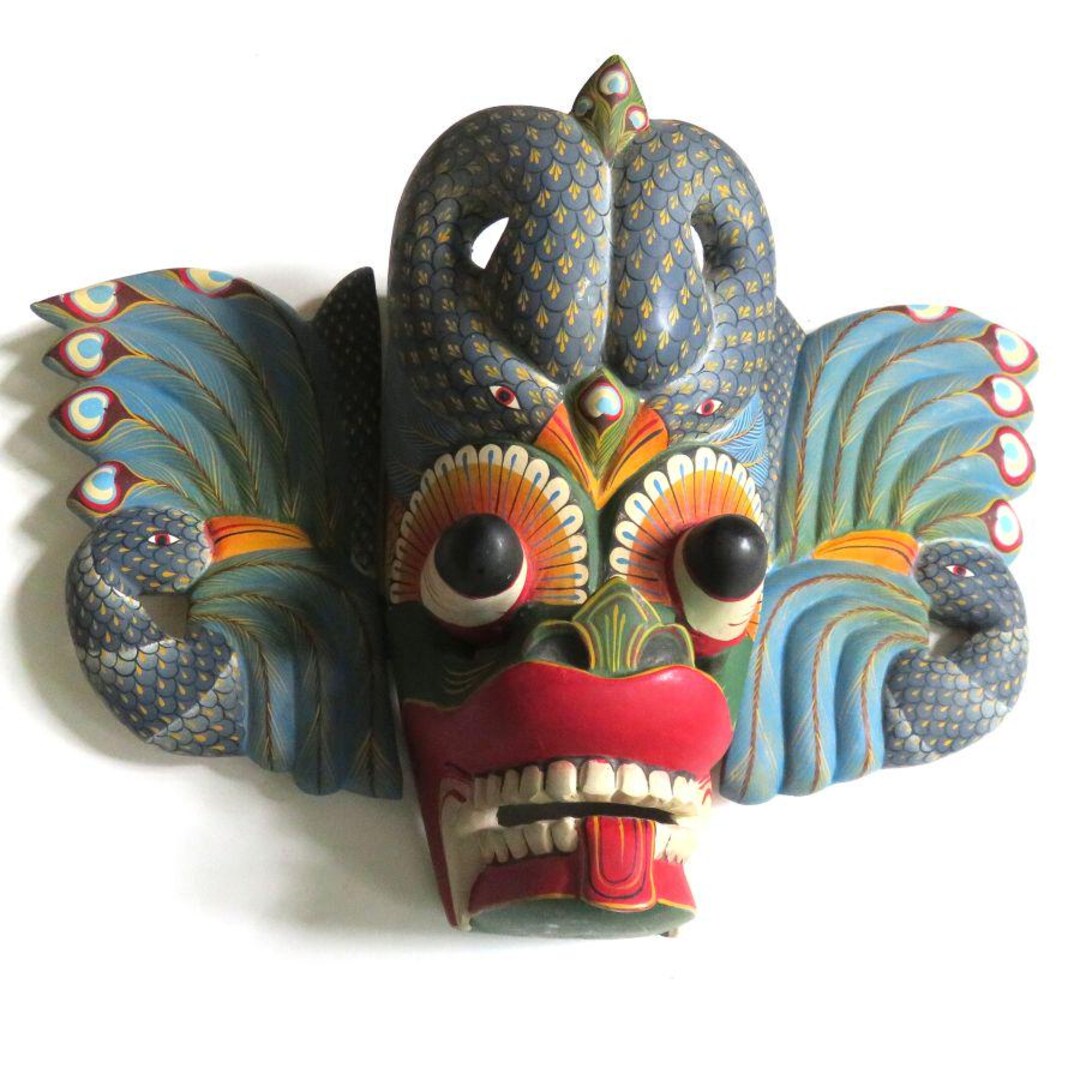 Big 14 3/4" SRI LANKA MASK Folk Art Mask,peacock Demon Mask,handmade ...