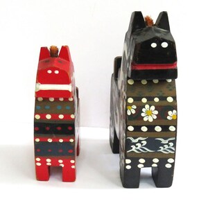 FOLK ART Horses,japan Yawata-uma,hachinohe,set of Good Luck Wood ...