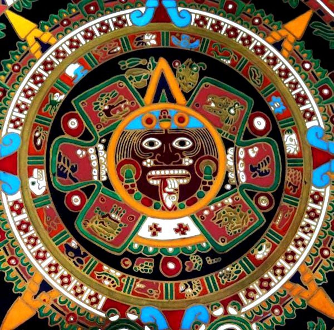 AZTEC CALENDAR,SUN God,13"x13",tonatium,vintage Wall Plaque,cosmogenic ...