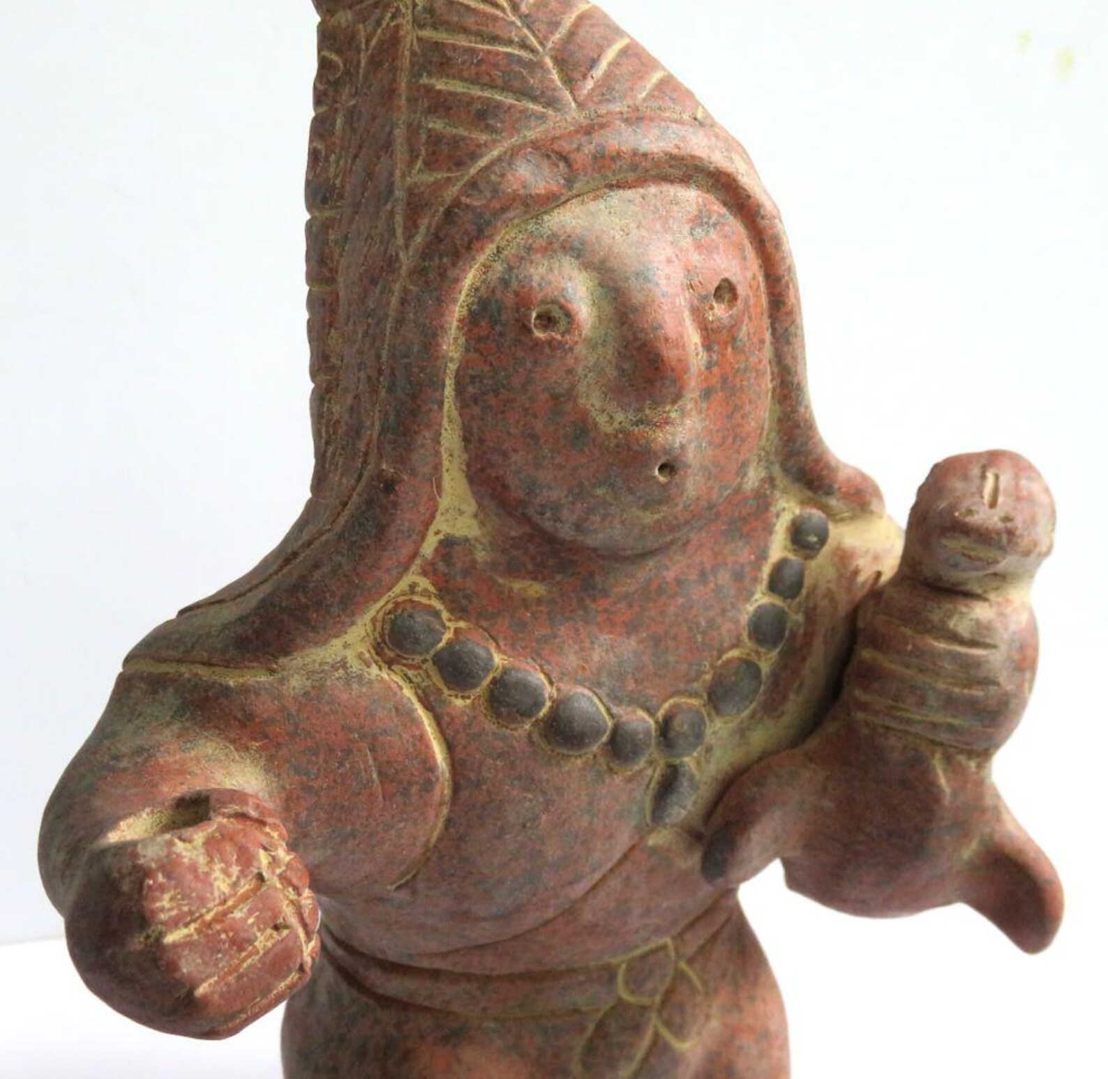 VINTAGE COPY of PRECOLUMBIAN Art,aztec,maya,mexico,10" Handmade Clay ...