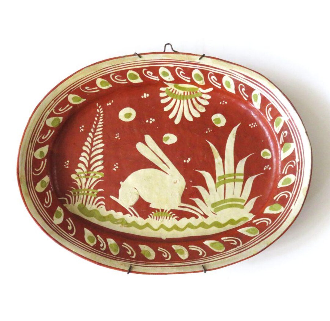 Big 15" RUSTIC POTTERY FOLK Art Mexico,vintage Handmade, Hand Painted ...