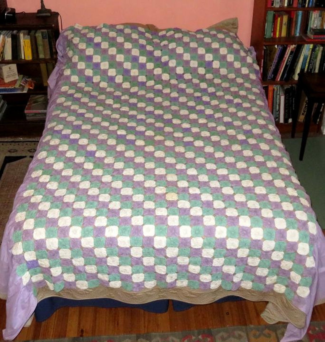 ANTIQUE POPCORN Yoyo QUILT 88x89 1162 Rosettes | Etsy