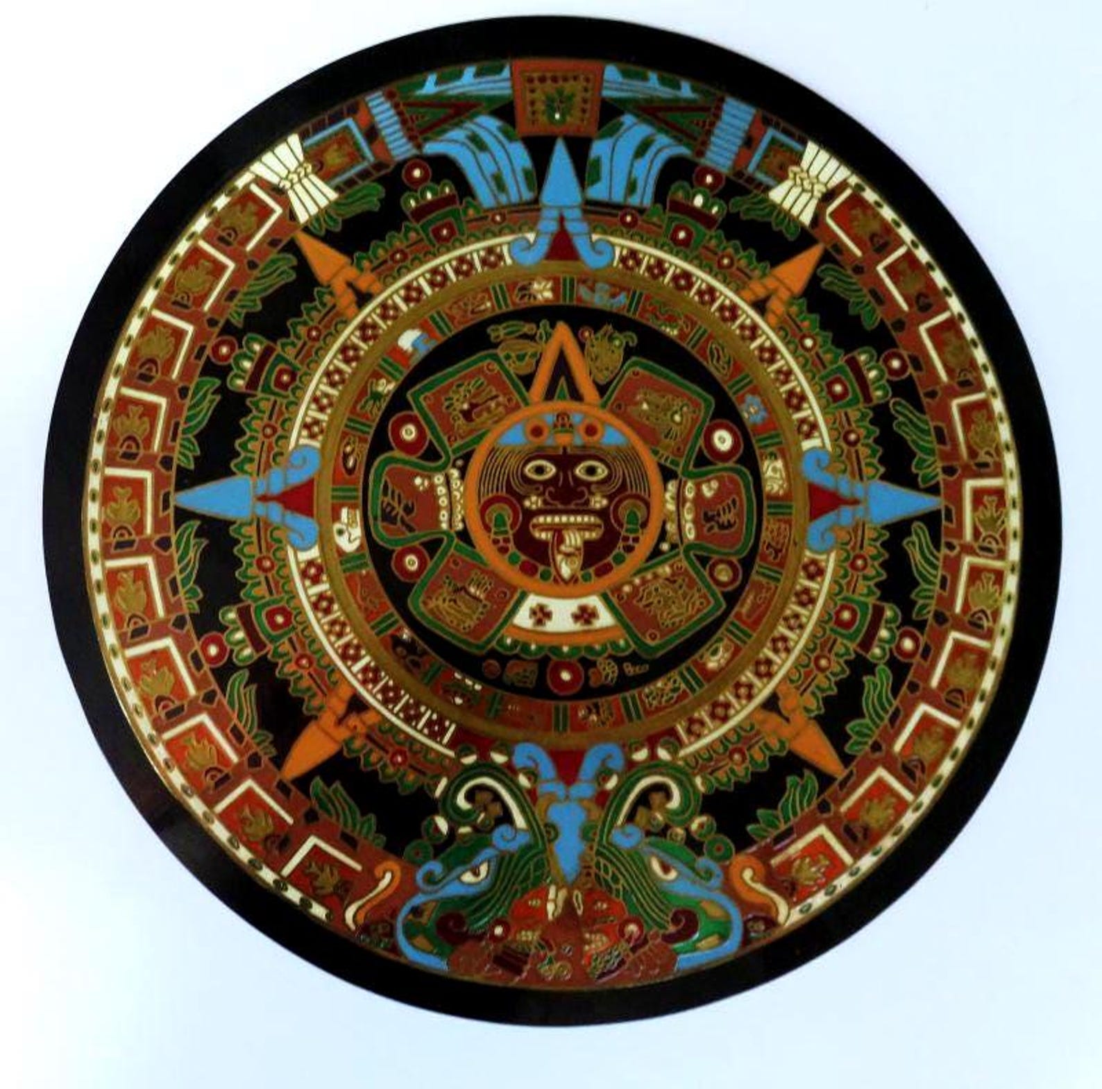 AZTEC CALENDAR,SUN God,13"x13",tonatium,vintage Wall Plaque,cosmogenic ...