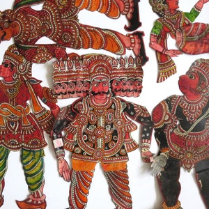 5 Big SHADOW PUPPETS India,vintage Andhra Pradesh Dance Puppets ...