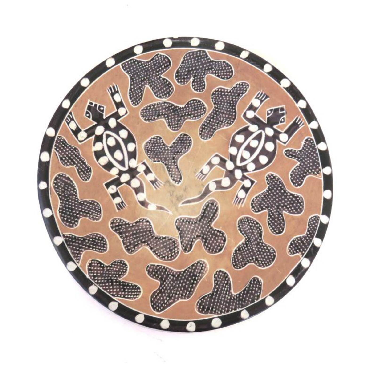 LIZARD PLATE Kenya,vintage African Art,stone Hand Carved and Painted,5 ...