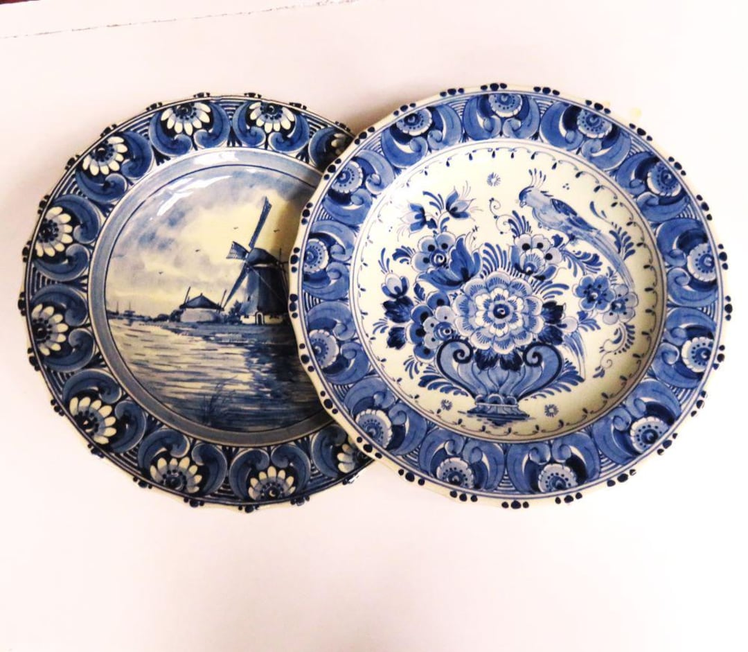 2 DELFT BLUE Plates,wall Decor,7 1/2" Hand Painted,made in Holland ...
