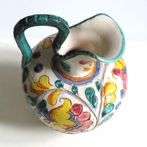 SGRAFFITO VASE Pitcher,hand Painted Incised Ceramic Italy,8 1/4 High ...