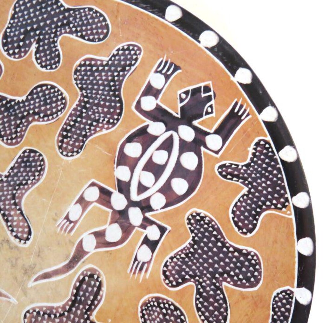 LIZARD PLATE Kenya,vintage African Art,stone Hand Carved and Painted,5 ...