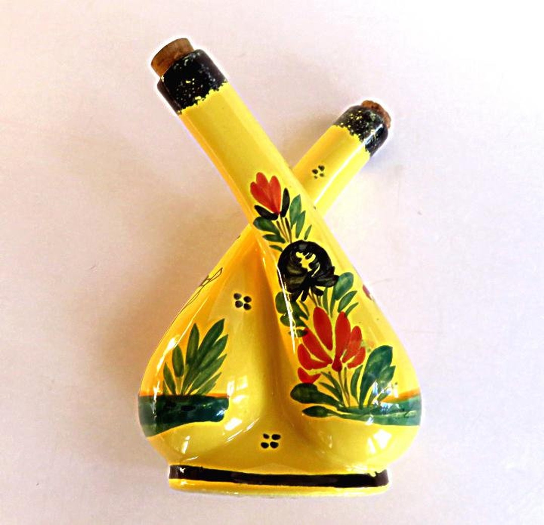 HB QUIMPER DOUBLE Cruet Oil and Vinegar Ceramic Soleil Yellow,huile ...