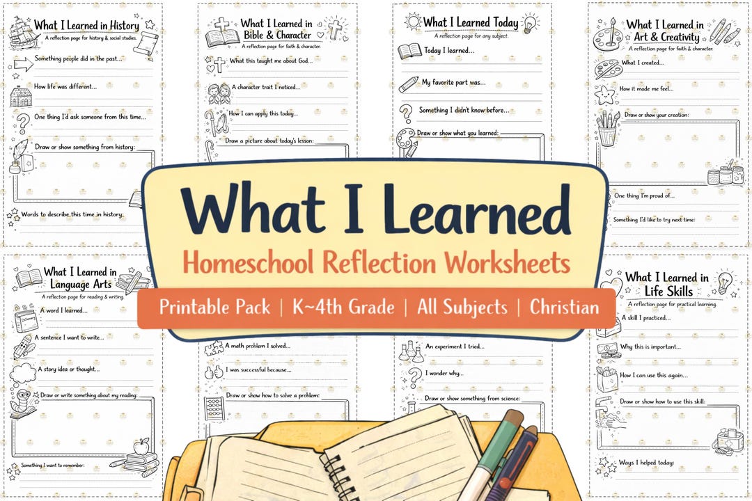 What I Learned Homeschool Reflection Worksheets | K–4 Printable ...