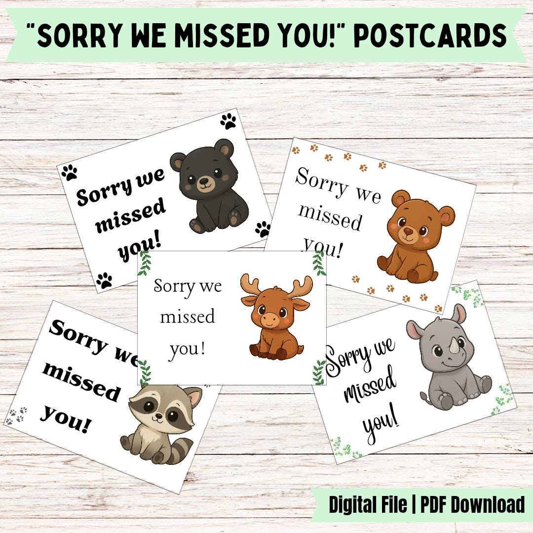 Set of "sorry We Missed You!" Postcards | 17 Unique Designs | PDF ...