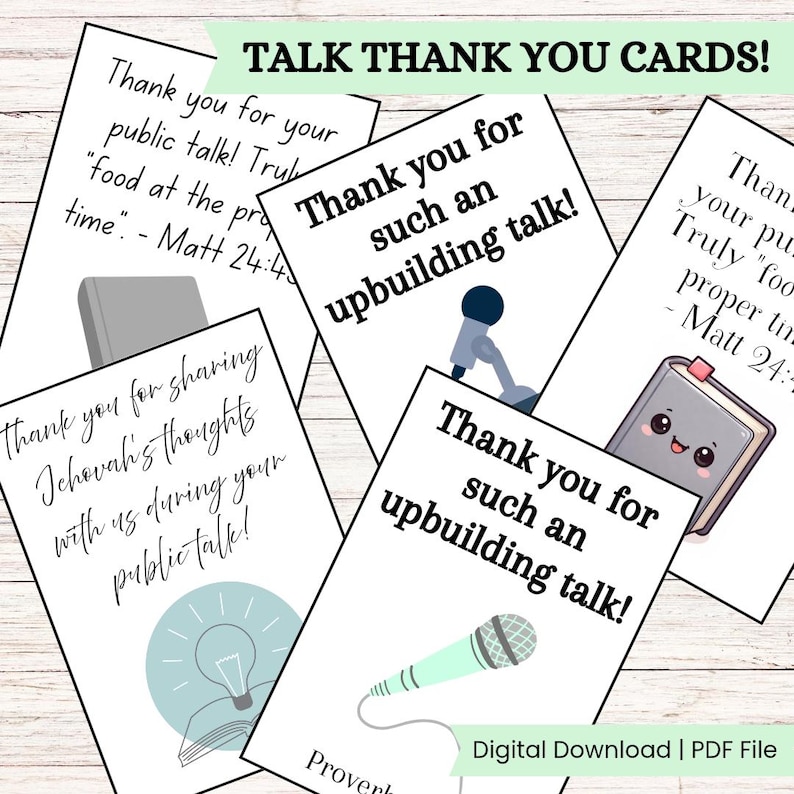 JW Talk Thank You Cards! | A4 & US Letter Sizes | Appreciation Cards - Etsy