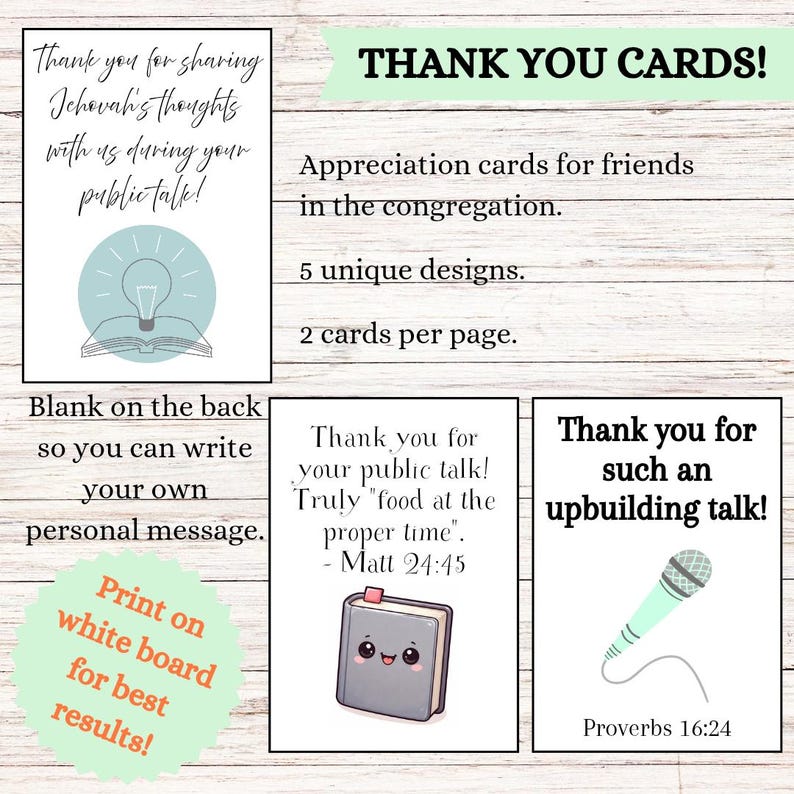 JW Talk Thank You Cards! | A4 & US Letter Sizes | Appreciation Cards - Etsy