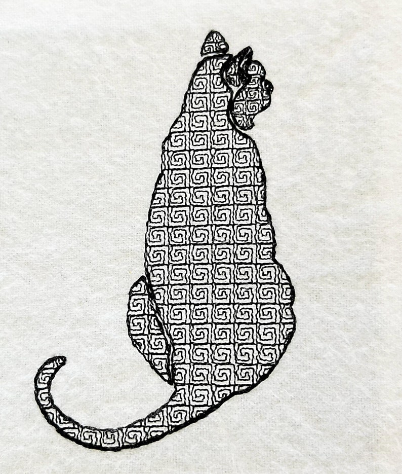 Elegant Cat Blackwork Machine Embroidery Design - Etsy