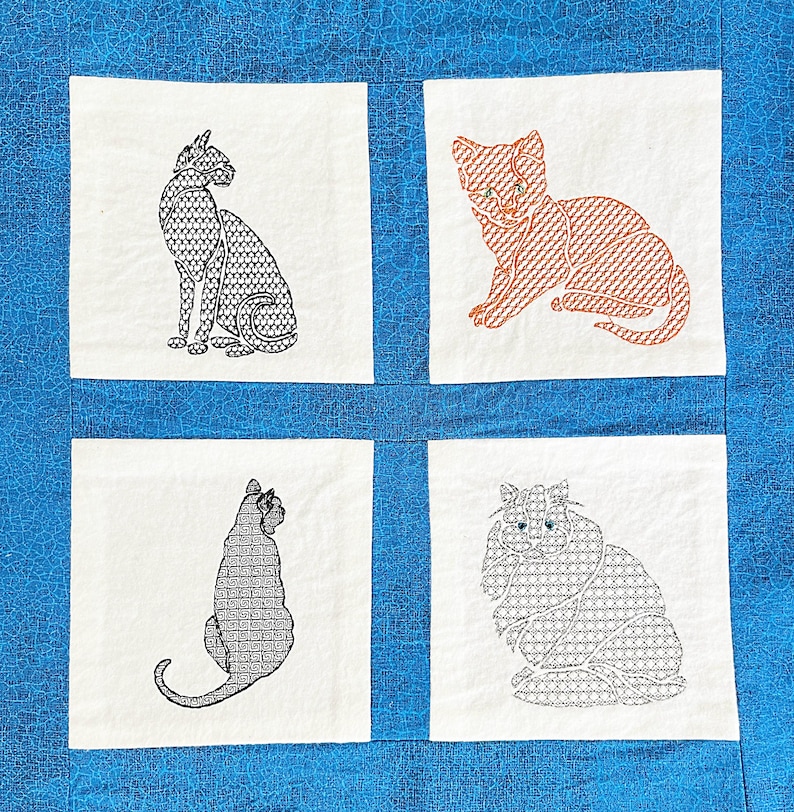 Elegant Cat Blackwork Machine Embroidery Design - Etsy