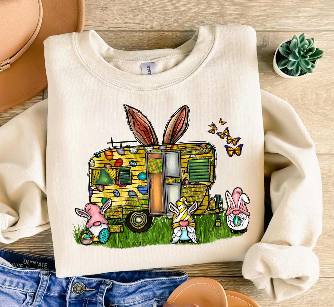 Happy Easter Camper-min PNG, Floral Easter Bow Png, Easter Png, Happy ...