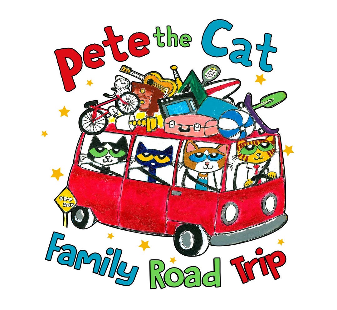 Pete the Cat Family Road Trip FIX PNG, 100 Days of School Png, Retro ...