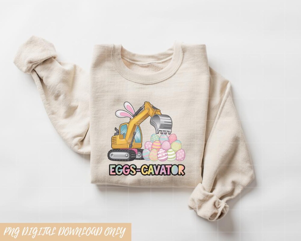 Eggs-cavator PNG, Construction Easter Truck, Cute Bunny Digger, Easter ...
