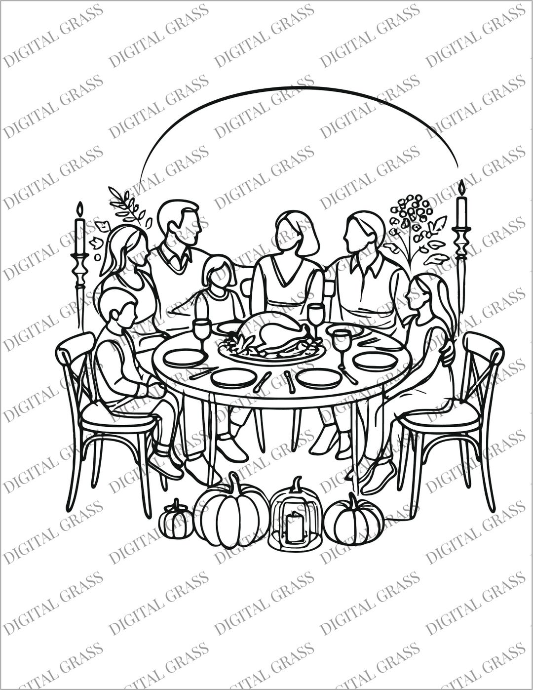 Thanksgiving - Dinner @round Table SVG Files - Digital Product - Etsy