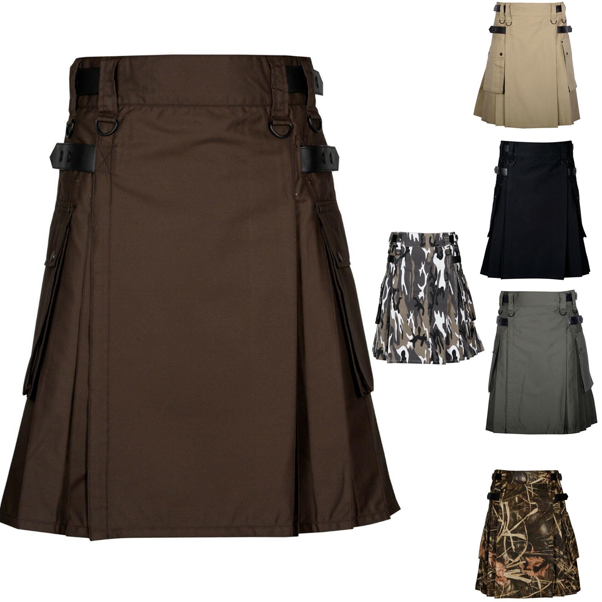 Men's Cotton Utility Kilt Tactical Kilt Custom Military Kilt Highland ...