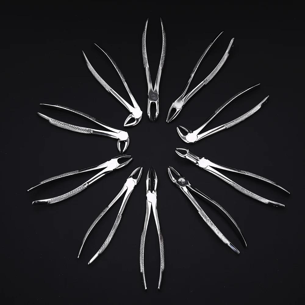 Dental Extraction Plier Forceps 10pcs Kit Set for Adult Surgical Teeth ...