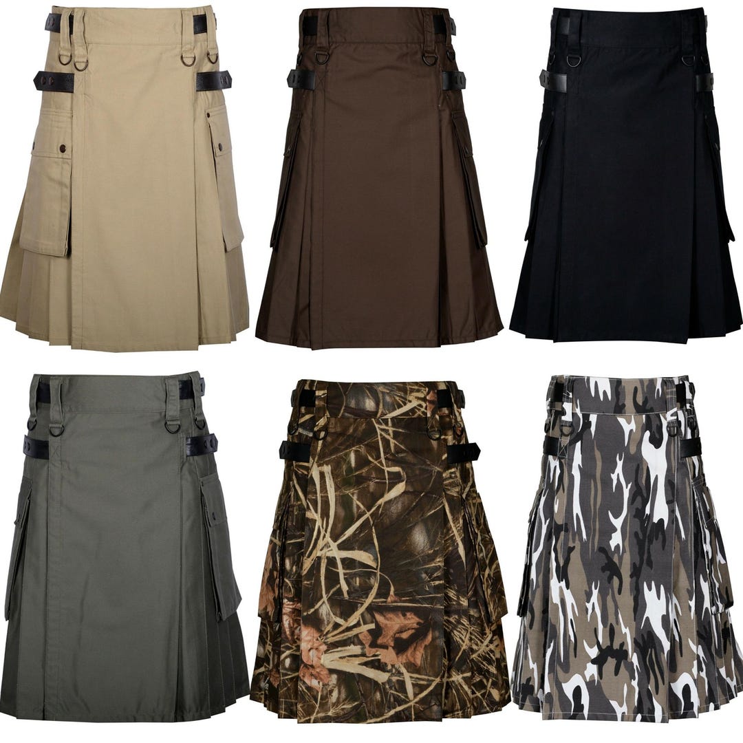 Men's Cotton Utility Kilt Tactical Kilt Custom Military Kilt Highland ...