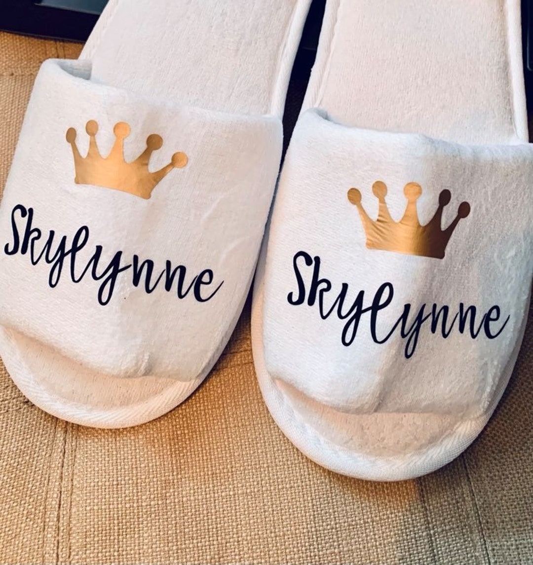 Personalized White Slippers - Etsy