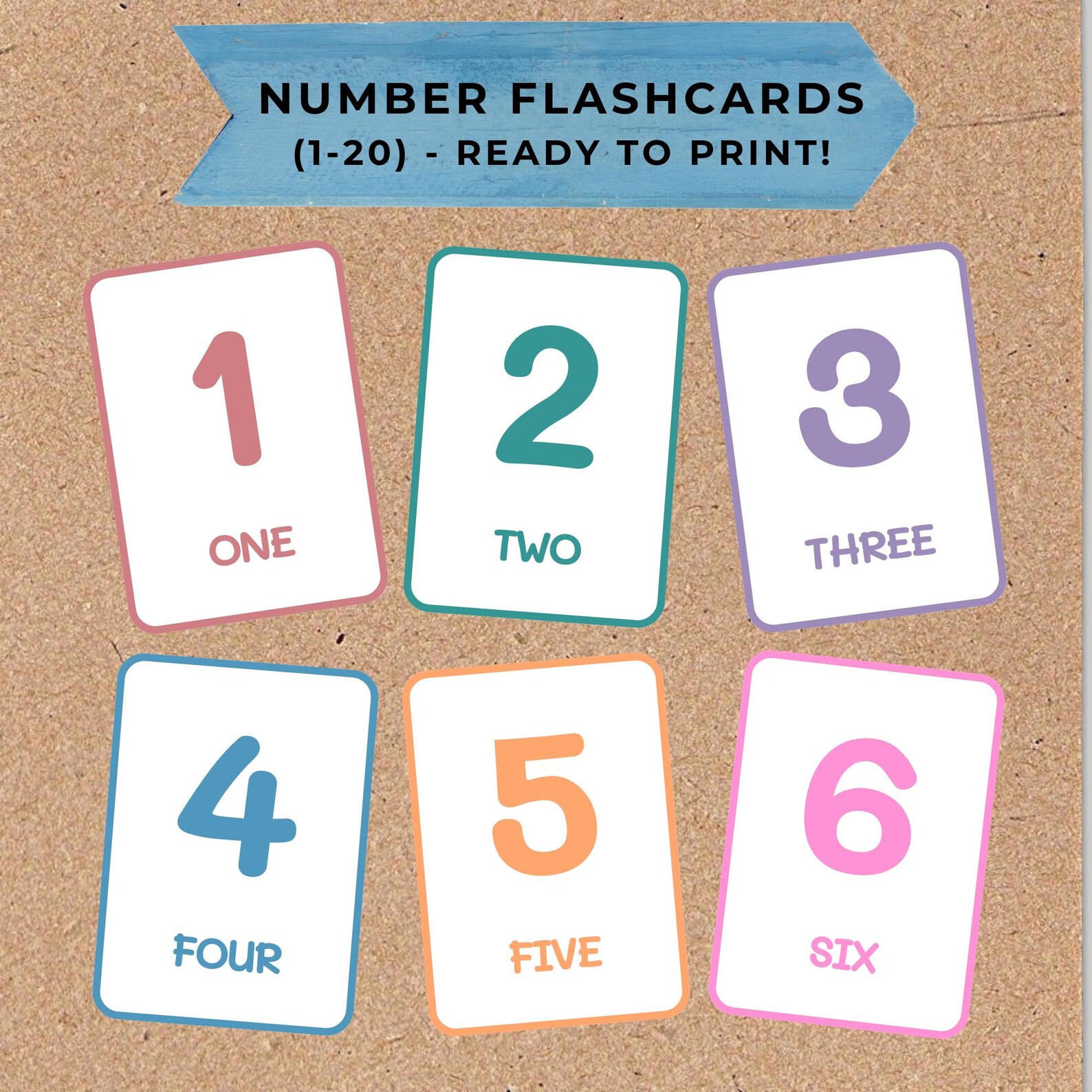 Number Flashcards, Printable Download Flash Cards, Number Cards 1-20 ...