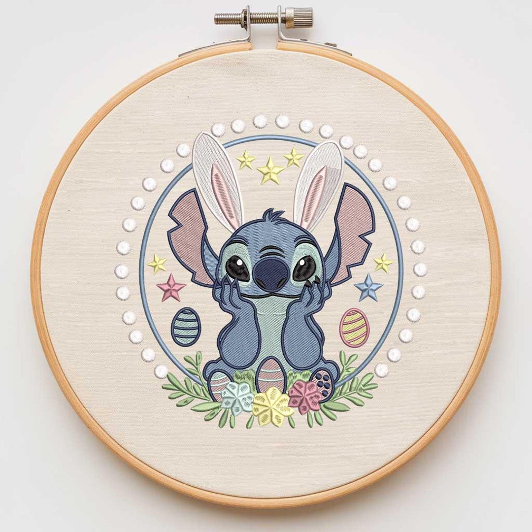 Cute Easter Alien Embroidery, Bunny Ears Embroidery Design, Easter Hoop ...
