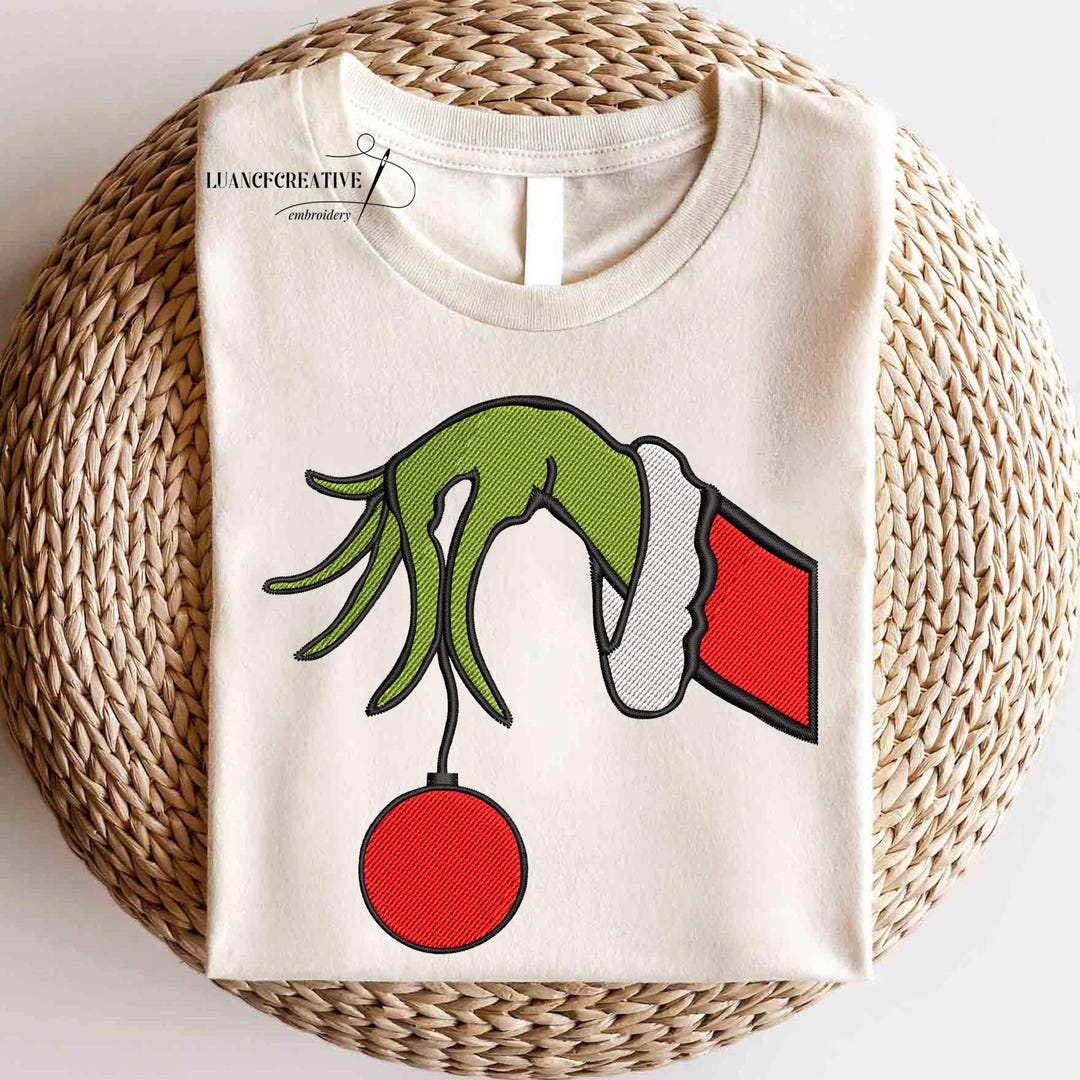 Grinch Hand Sticker Christmas, Grinch Love Embroidery, Festive Holiday ...