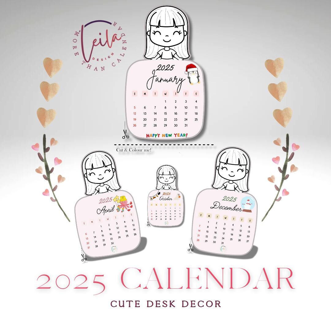 Colorful Christmas Calendar for Kids | Printable Desk Calendar | 2025 ...