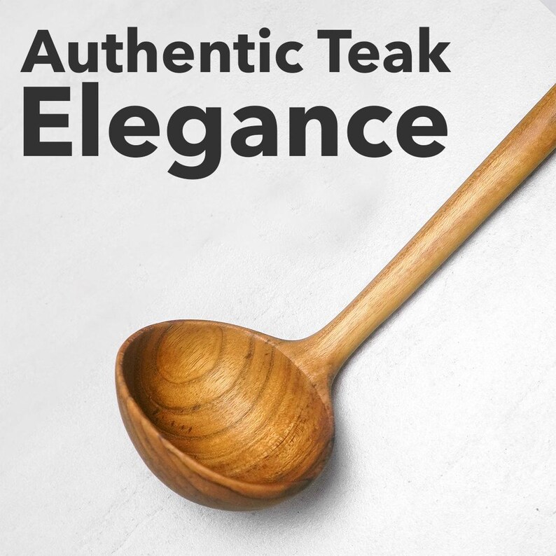 Handmade Wooden Ladle – Teak Wood Kitchen Utensil Gift for Mom, 30cm ...