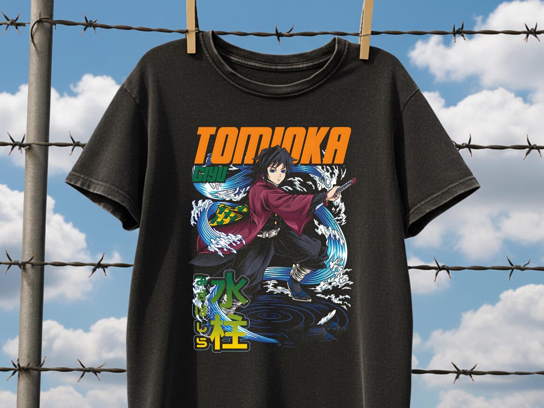 Giyu Tomioka T-shirt, Water Manga Style, Demon Slayer Japanese Anime ...