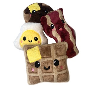 Breakfast Set | Waffle Plush | Stuffed Pancake | Fried Egg | Bacon Toy ...