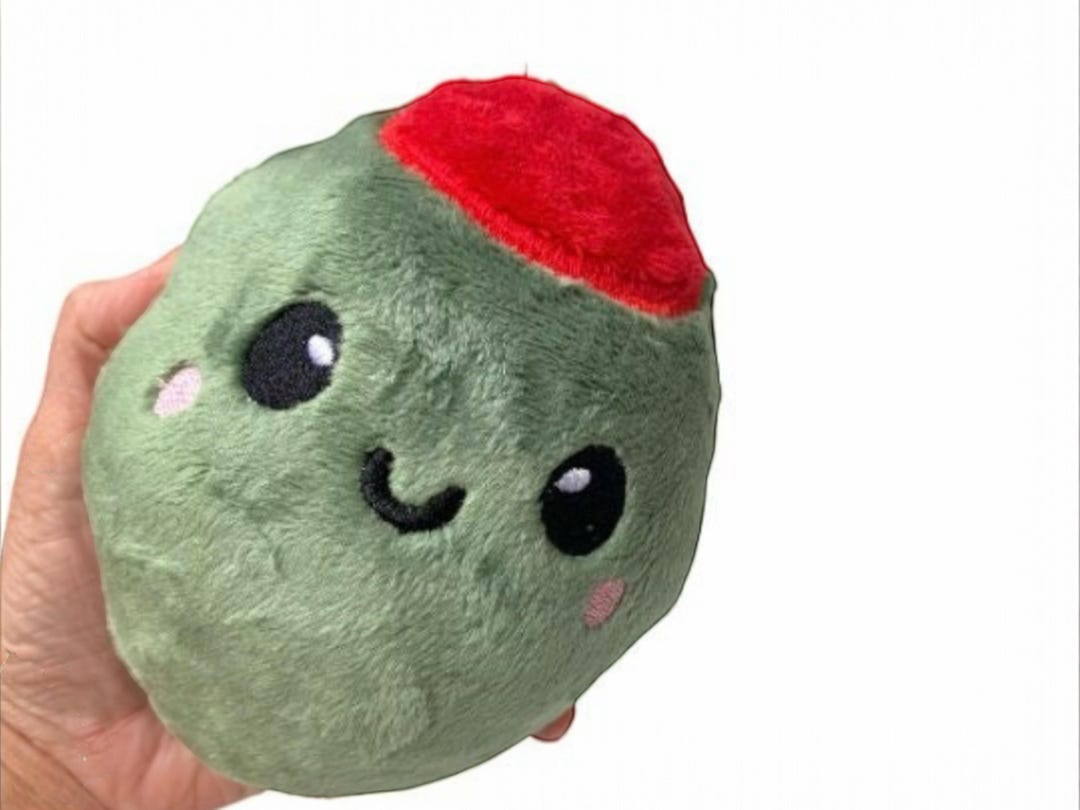 Olive Plush Toy: Kawaii Stuffed Olive With Embroidered Face - Etsy