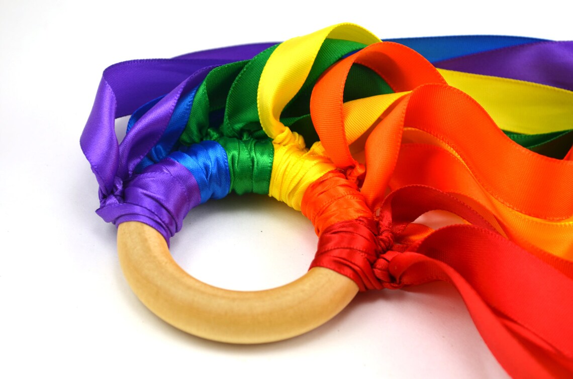 Hand Kite Rainbow Ribbon Streamer Double Rainbow - Etsy