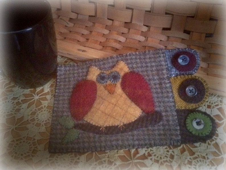 Ollie Owl Mug Rug - Pattern - Etsy