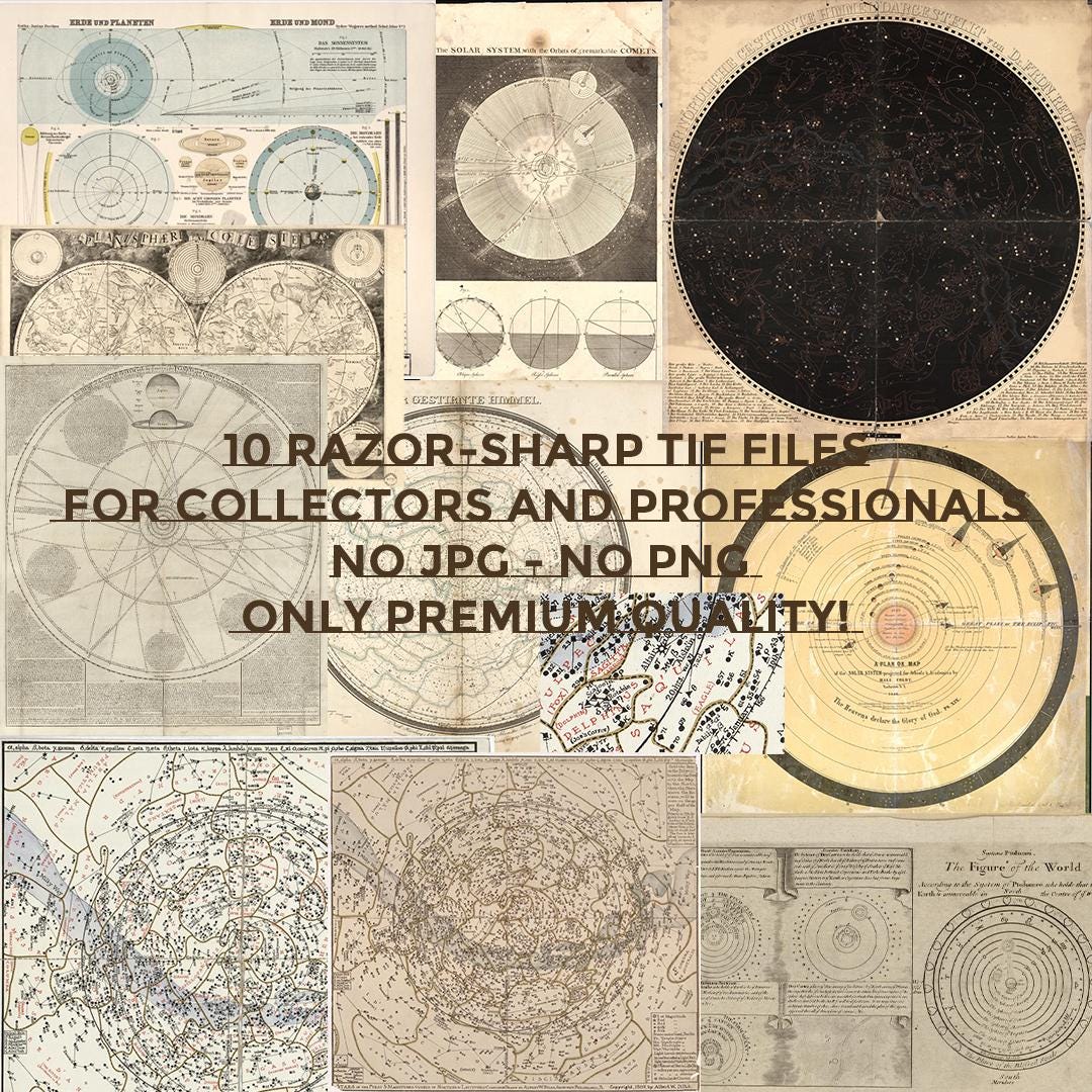 Vintage Solar System Maps and Celestial Charts Digital Kit Antique ...