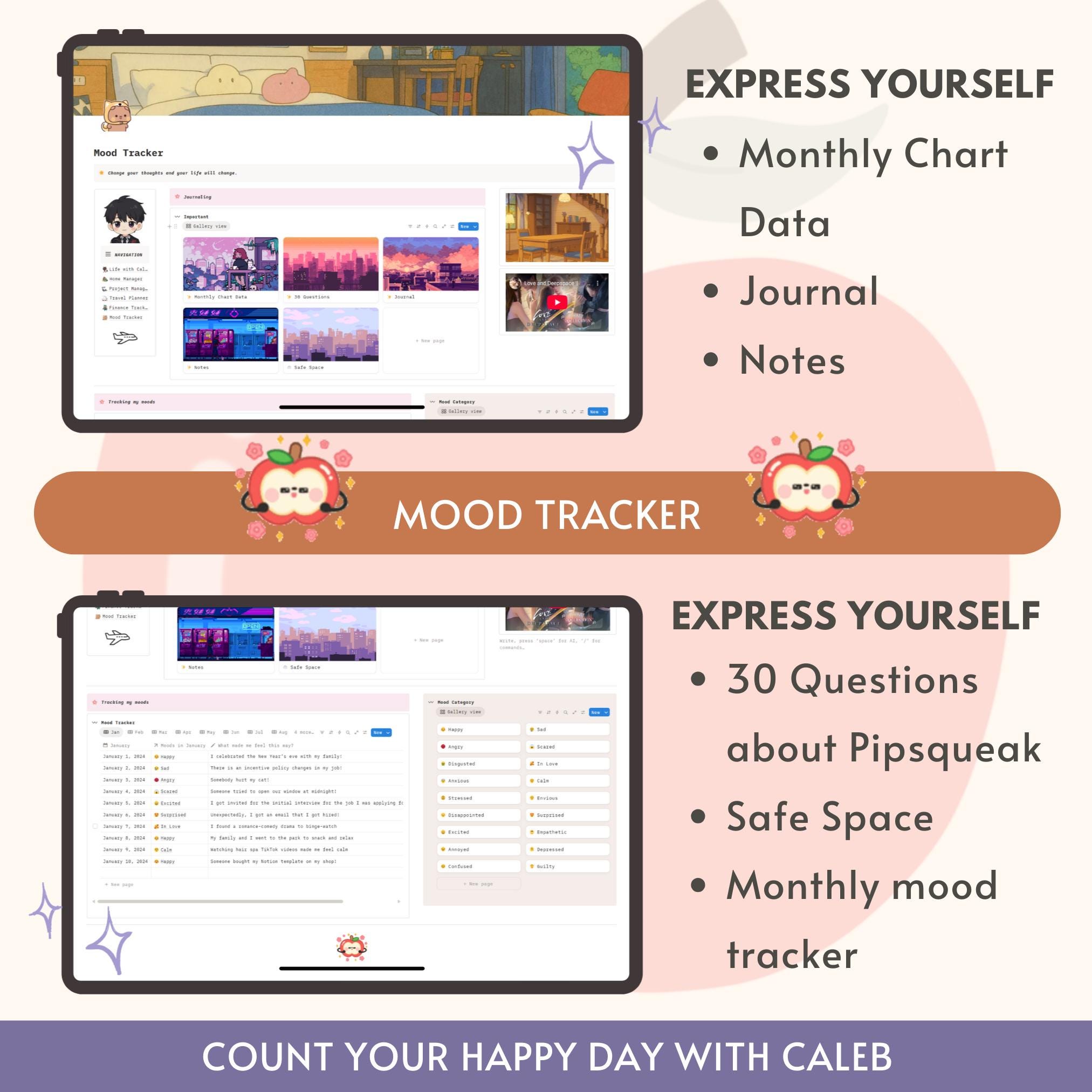 Caleb Inspired Love and Deepspace Notion Template | Game & Life Planner ...