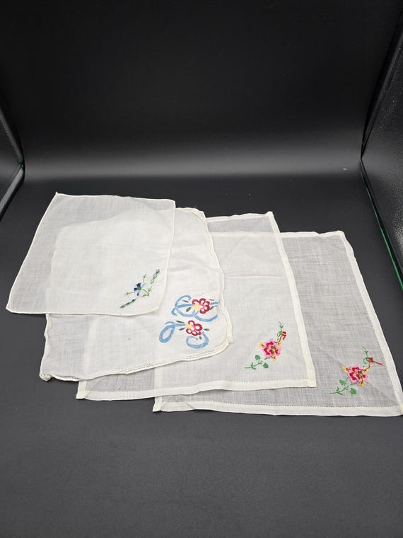 Vintage Petit Point Hankerchief - Set of 4 - Gem