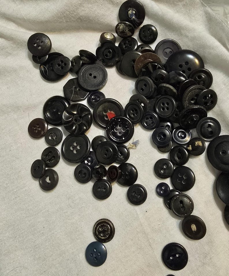 Black, Vintage Buttons of Varying Size and Materials - Etsy