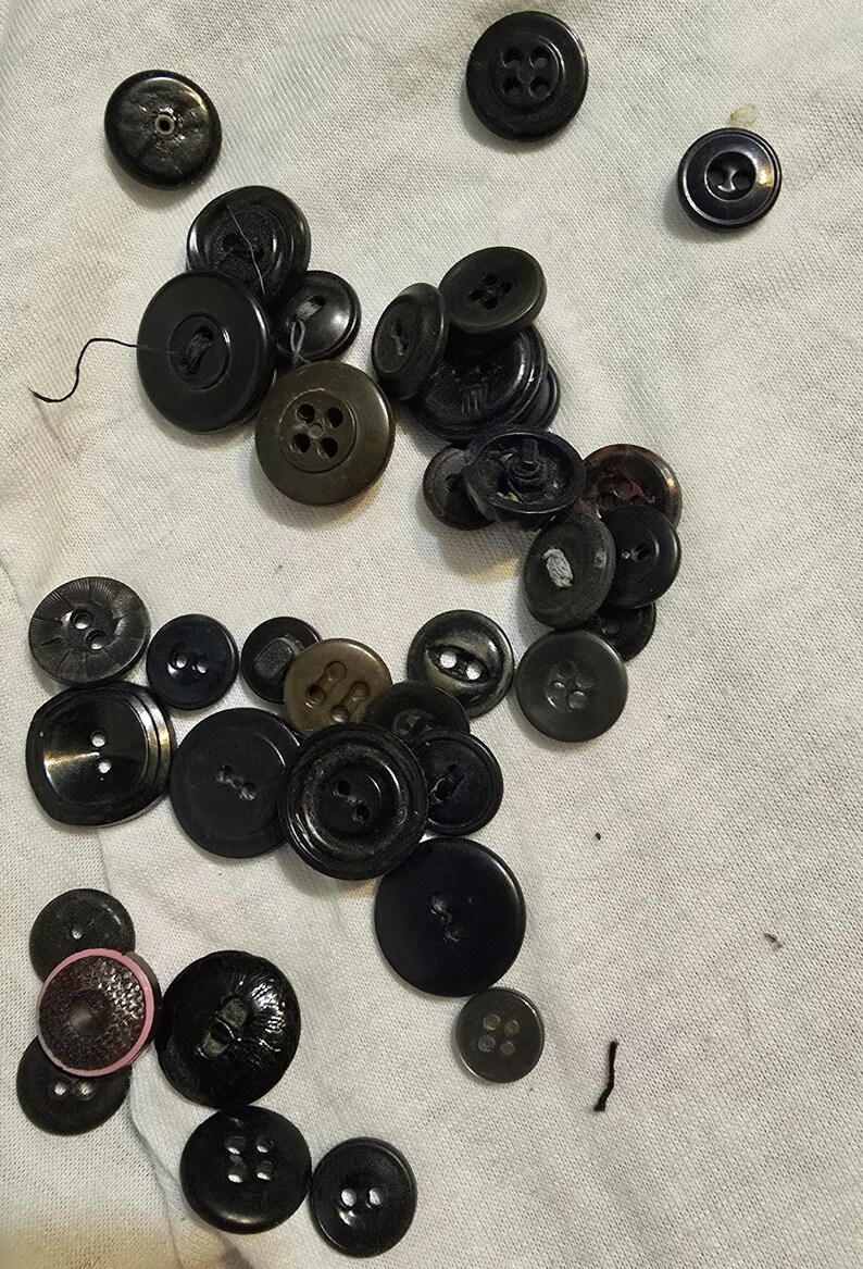 Black, Vintage Buttons of Varying Size and Materials - Etsy