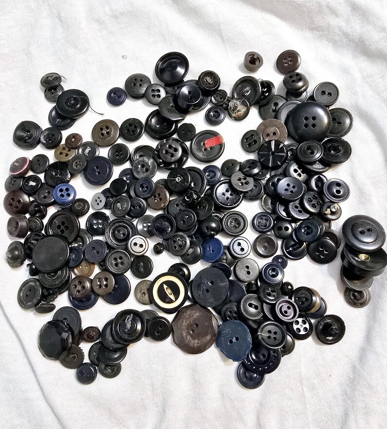 Black, Vintage Buttons of Varying Size and Materials - Etsy