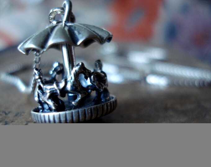 Vintage Sterling Silver Moveable Carousel Merry Go Round Necklace 1940s ...