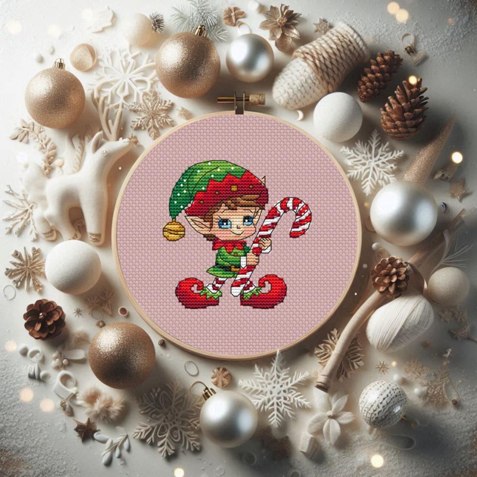Christmas Elf Cross Stitch Pattern. Christmas Angel Cross Stitch ...