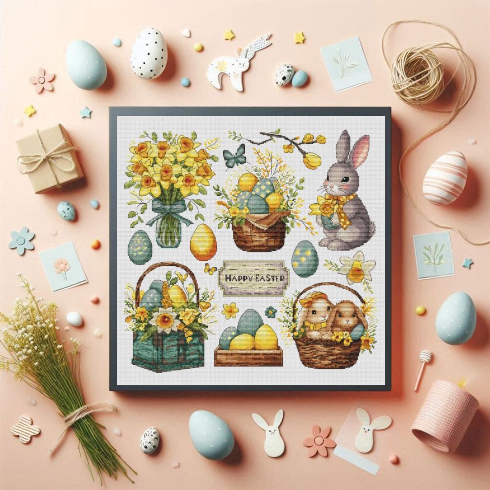 Spring Time Sampler Cross Stitch Pattern. Floral Embroidery. Spring ...
