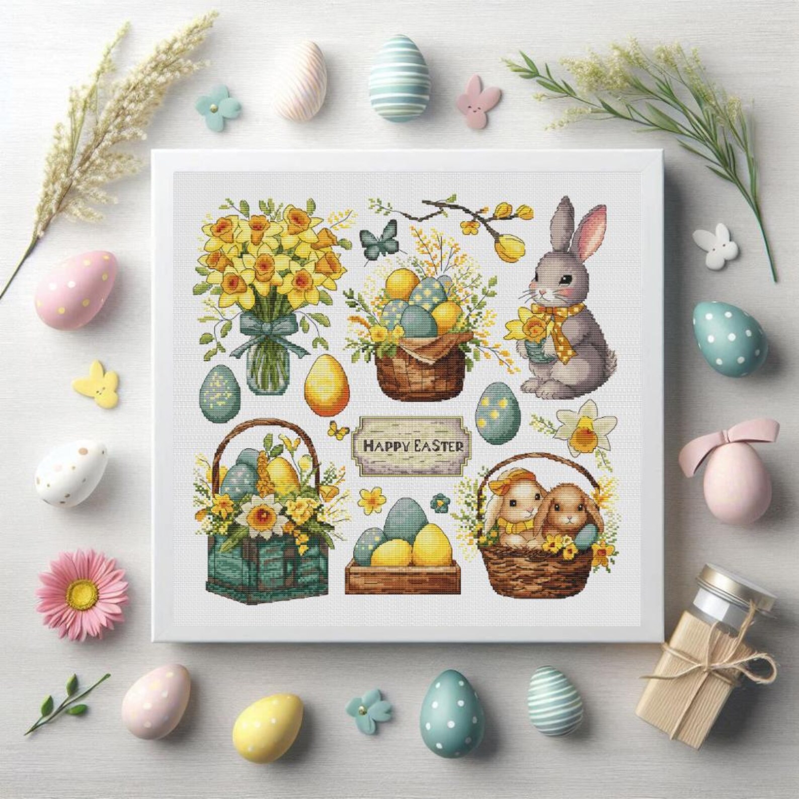 Spring Time Sampler Cross Stitch Pattern. Floral Embroidery. Spring ...