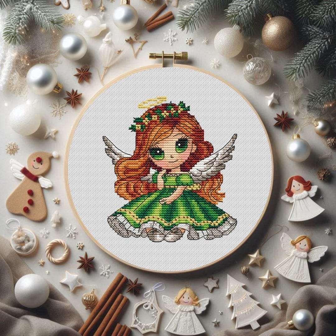 Christmas Angel Cross Stitch Pattern: Olivia, Holiday Embroidery (PDF ...