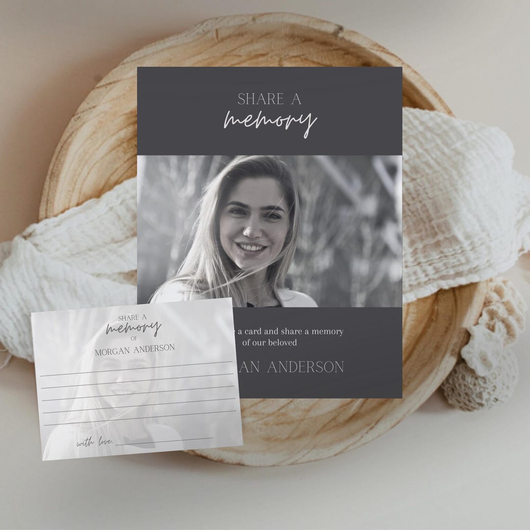 Editable Share a Memory Funeral Sign and Share a Memory Card Template Funeral Memory Cards ...